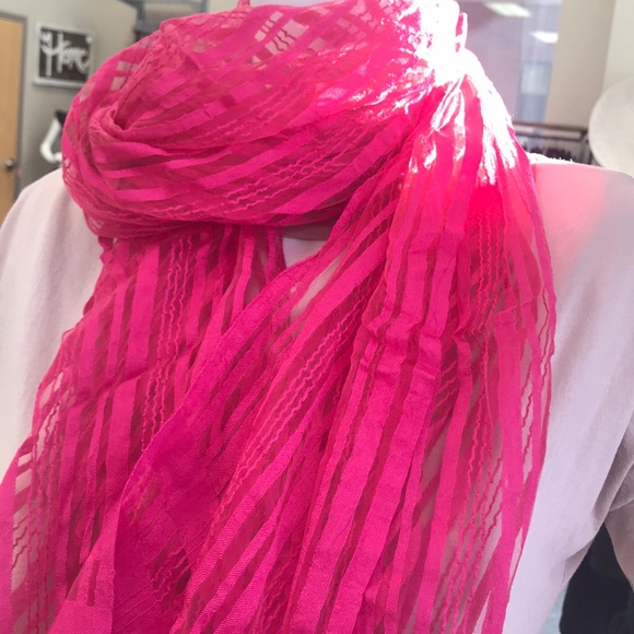 Accessories | Fushia Pink Ribbon Scarf | Poshmark